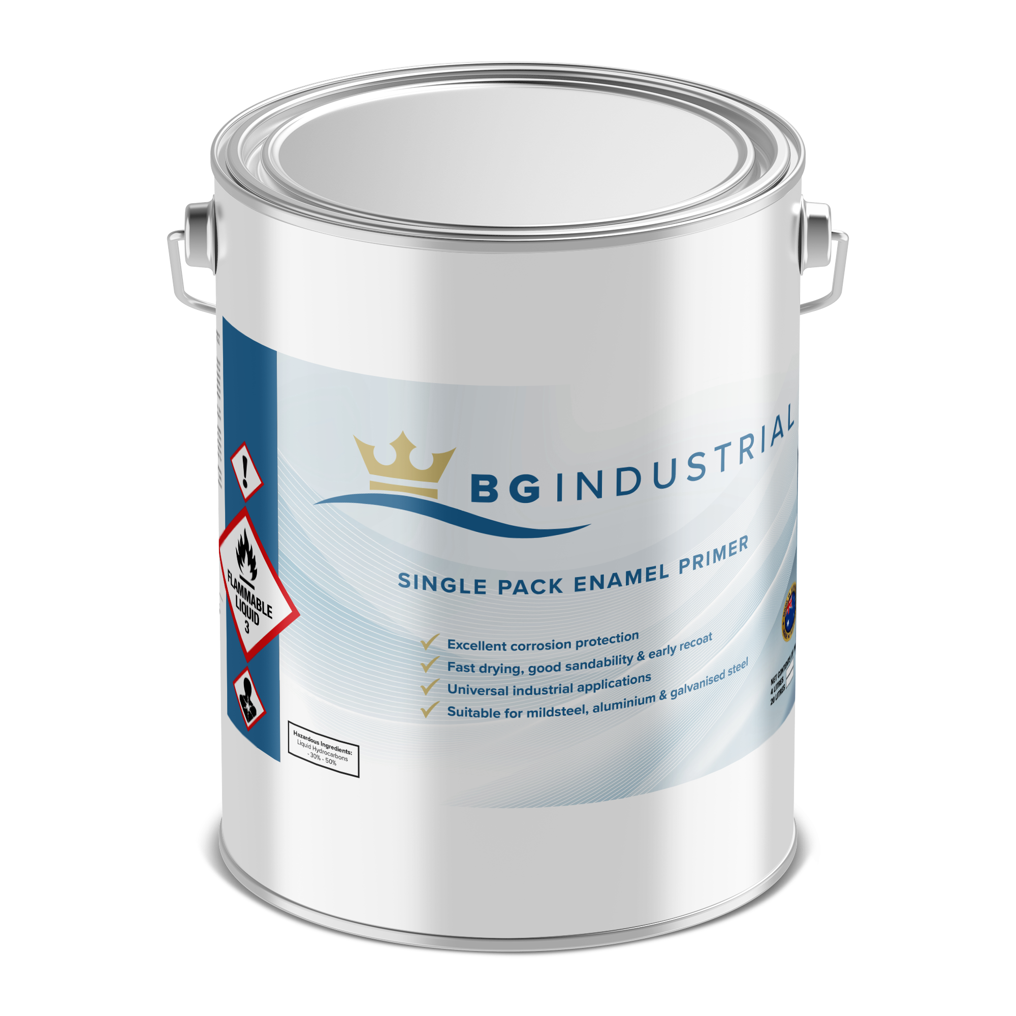 BG Industrial Metal Mate 1390 QD Top Coat Blue Grey N53 Gloss 4 Litre